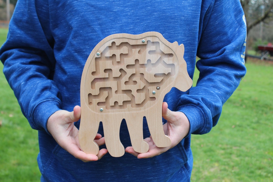 Bear Maze Kids Wooden Marble Maze Handmade Wooden Puzzle Game - Etsy