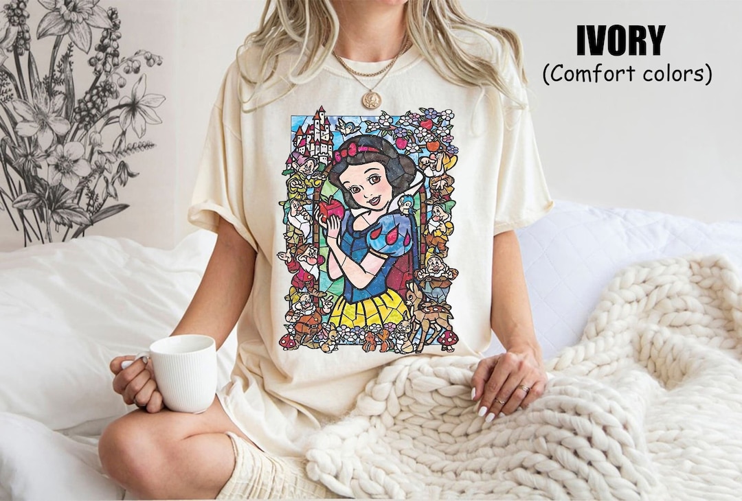 Retro Snow White Floral Stained Glass Comfort Colors Shirt, Snow White ...