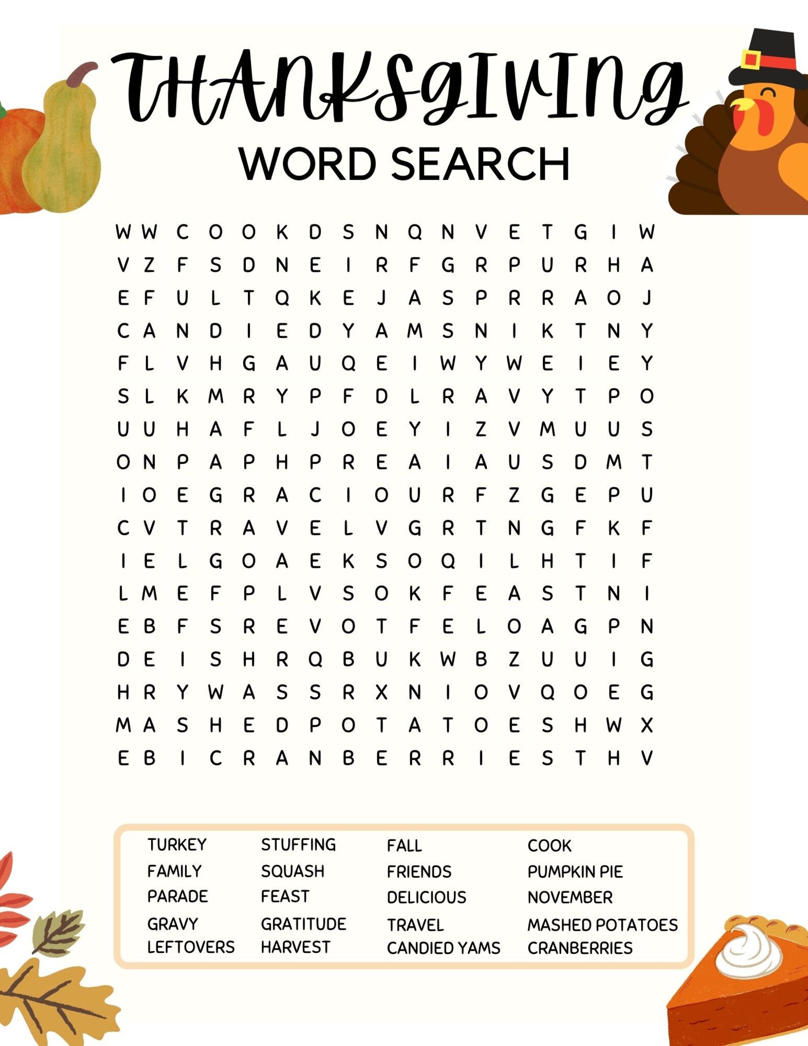 Thanksgiving Word Search Printable, Autumn Word Search, Family Word ...
