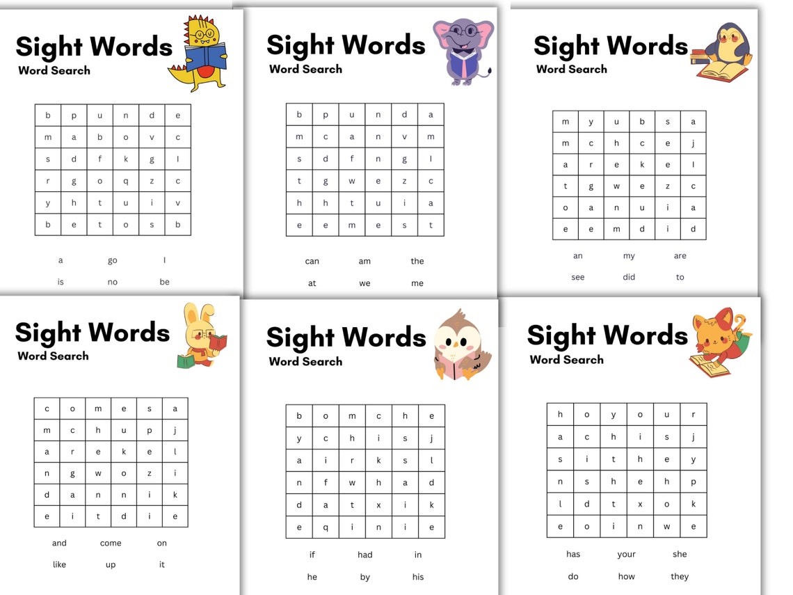 Sight Words Printable, Kid Word Search Puzzles, Worksheet, Kindergarten ...