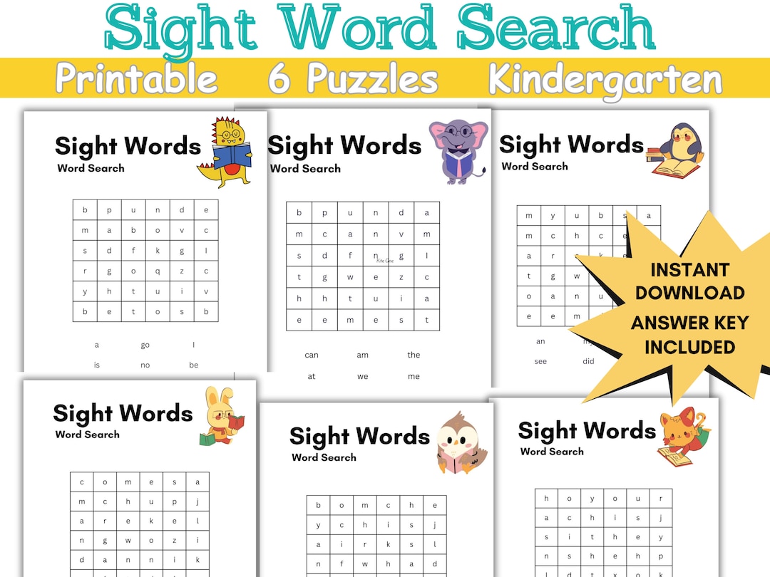 Sight Words Printable, Kid Word Search Puzzles, Worksheet, Kindergarten ...