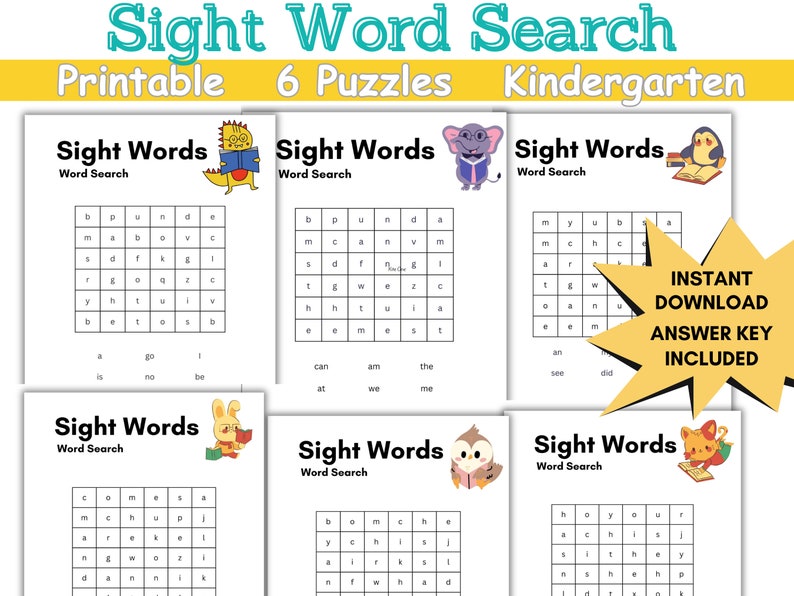 Sight Words Printable, Kid Word Search Puzzles, Worksheet, Kindergarten ...