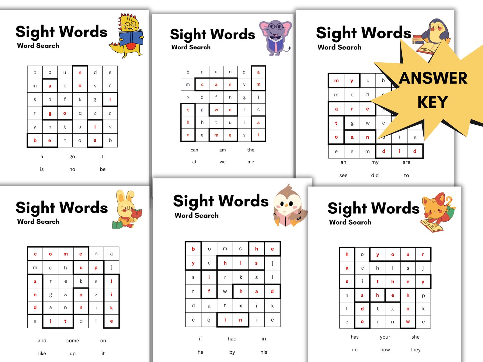 Sight Words Printable, Kid Word Search Puzzles, Worksheet, Kindergarten ...