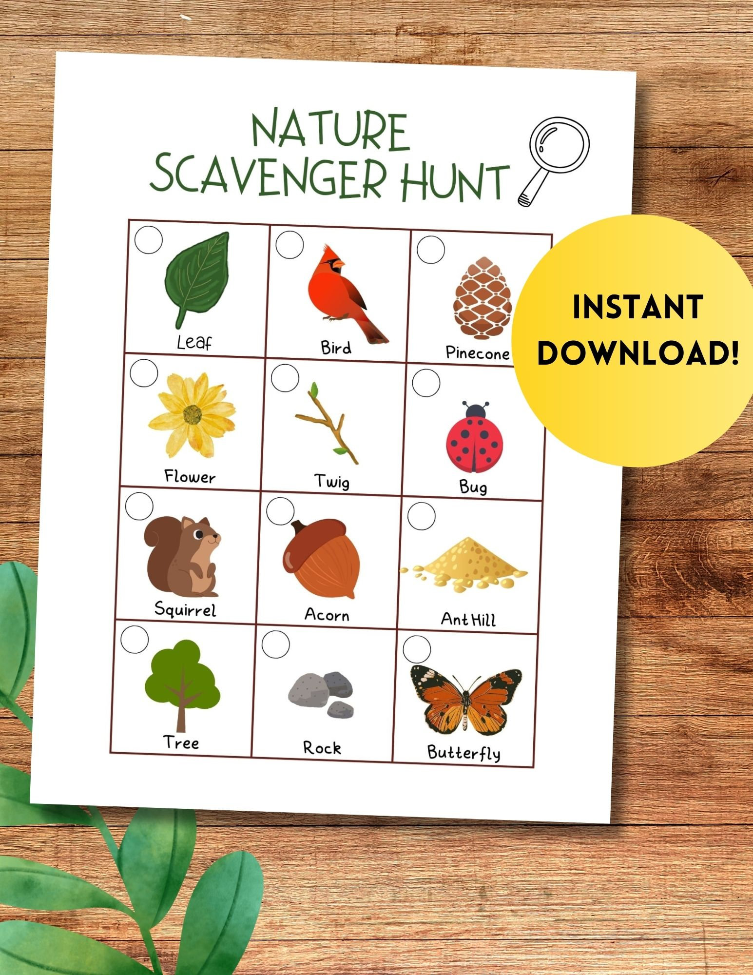 Printable Nature Scavenger Hunt, Birthday Party, Kids Outdoor Activity ...