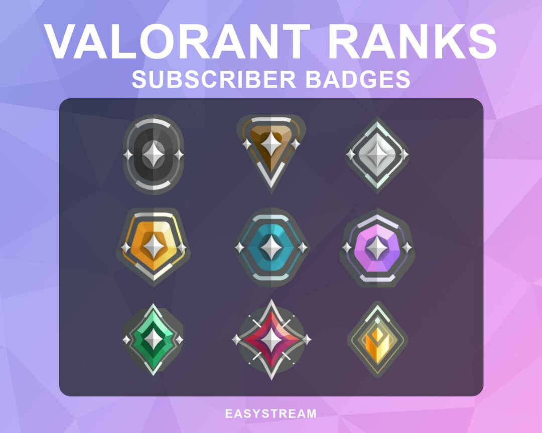 Valorant Ranks Twitch Subscriber Badges Valorant Ranked Sub Badge - Etsy