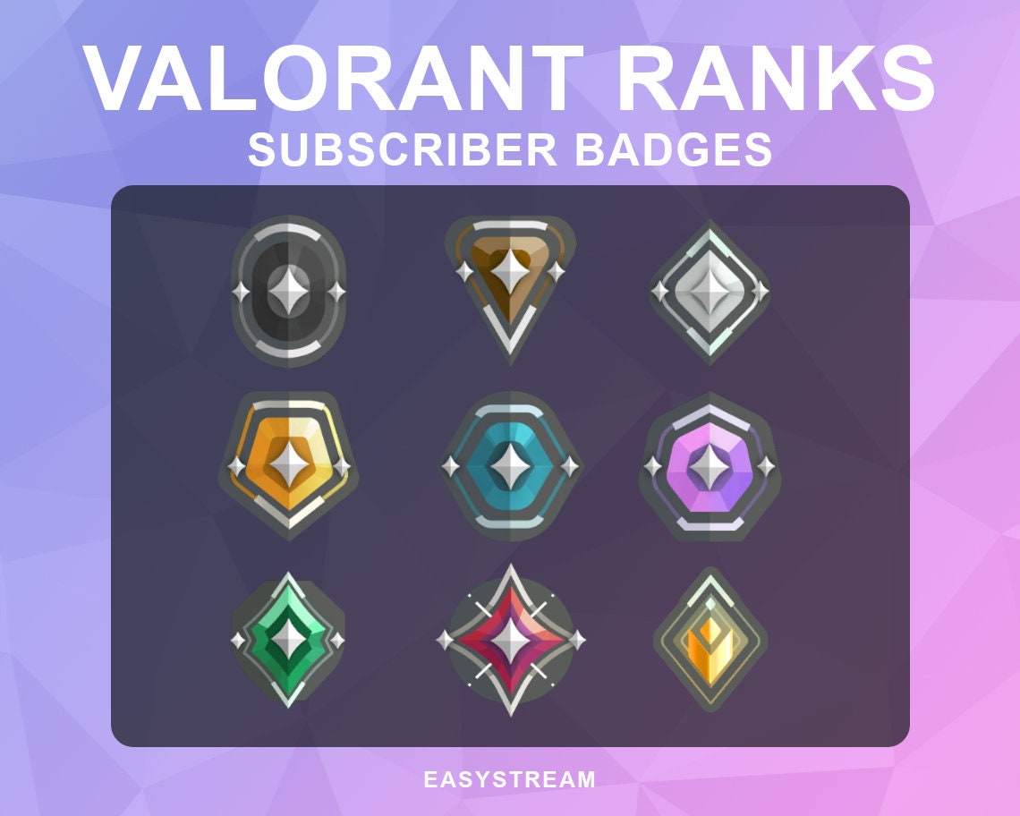 Valorant Ranks Twitch Subscriber Badges Valorant Ranked Sub Badge - Etsy