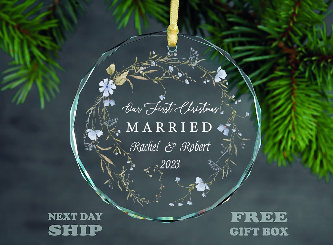 Our First Christmas Married Glass Ornaments | Married Christmas ...