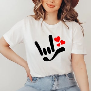 ASL I Love You ILY Signs T-shirt ,I Love You Heart ASL American Sign ...