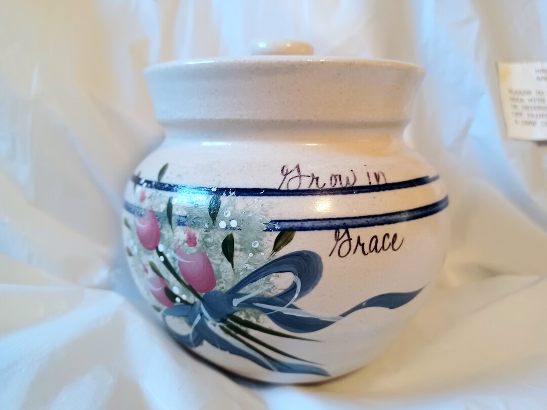 Casey Pottery Crock Marshall TX Hand Made USA Handpainted Bouquet Roses ...
