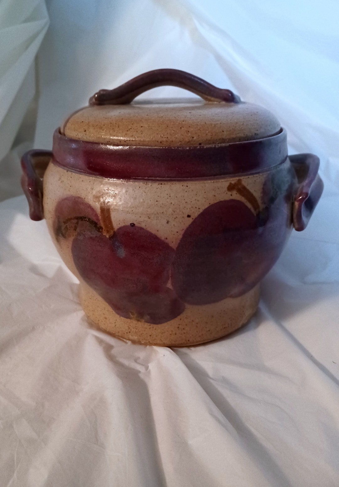 Vintage 1993 Studio Art Clay Pottery Waupaca Wisconsin Apple Decor Jar ...