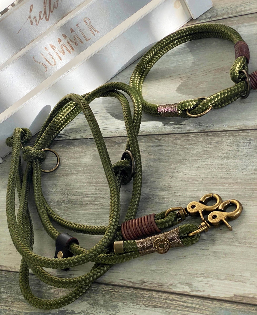 Rope Rope and Pull Stop Collar Olive in a Set - Etsy