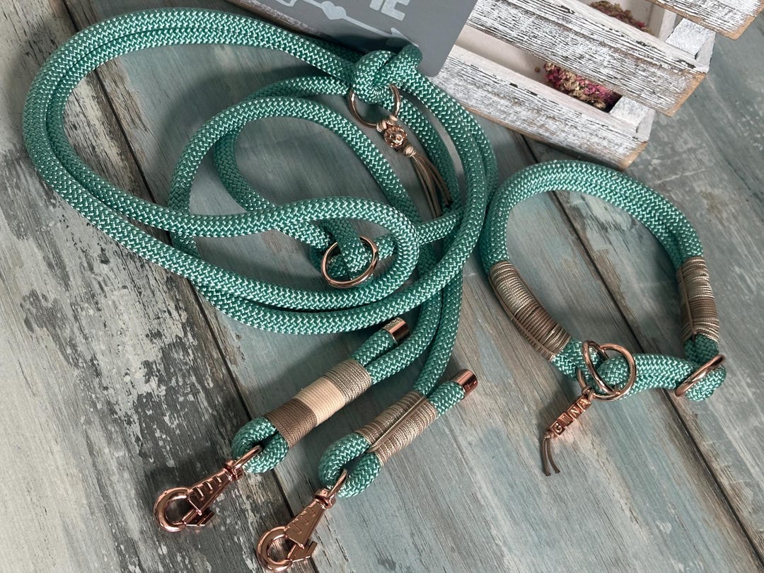Rope Leash and Choke Stop Collar in a Set Personalized small Dogs - Etsy