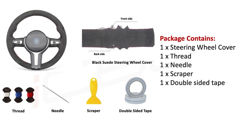 Bmw Steering Wheel Cover Black Alcantara Suede Hand-stitched Suede F30 ...