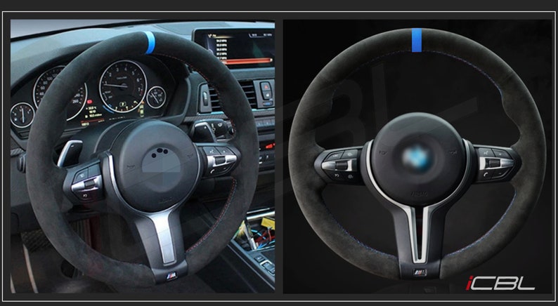 Bmw Steering Wheel Cover Black Alcantara Suede Hand-stitched Suede F30 ...