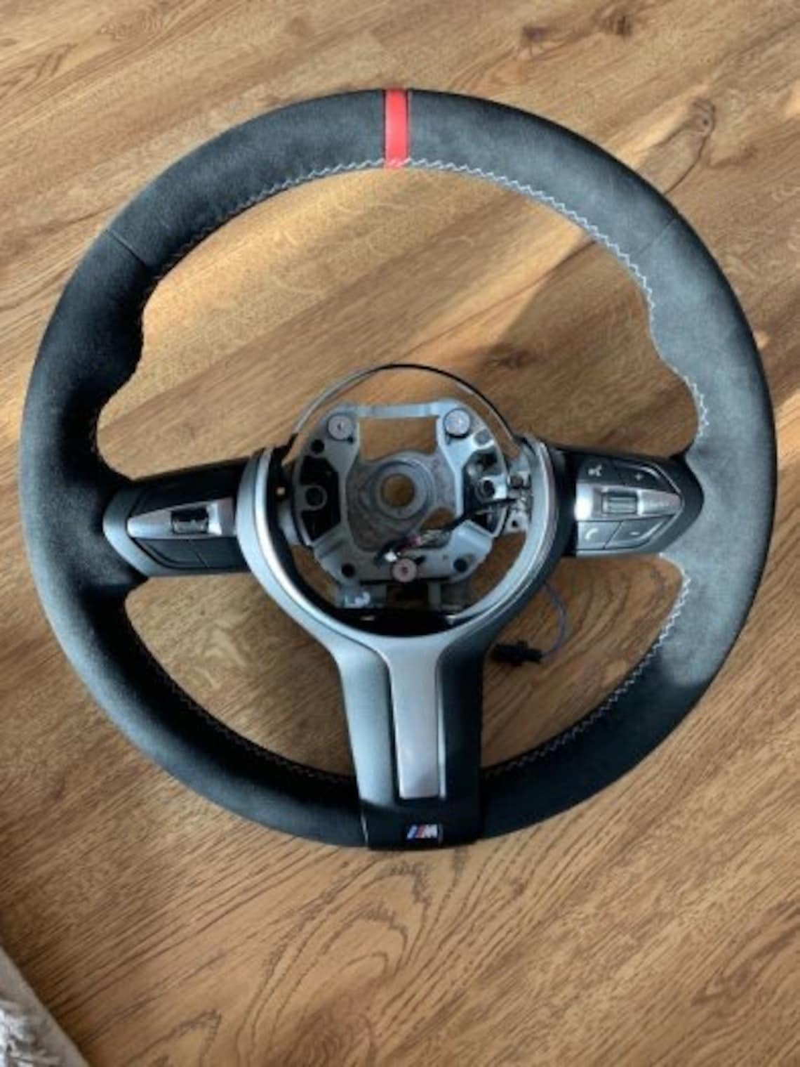 Bmw Steering Wheel Cover Black Alcantara Suede Hand-stitched Suede F30 ...
