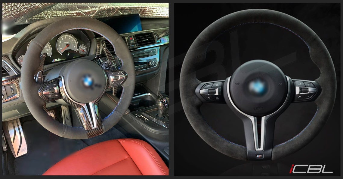 Bmw Steering Wheel Cover Black Alcantara Suede Hand-stitched Suede F30 ...