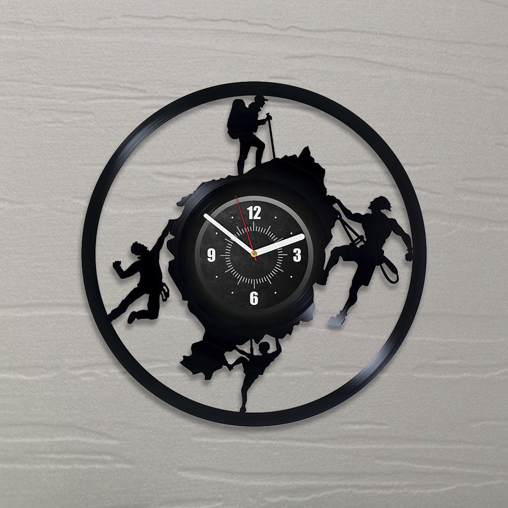 Rock Climbing Vinyl Record Large Wall Clock Laser Cut Art Modern Decor ...