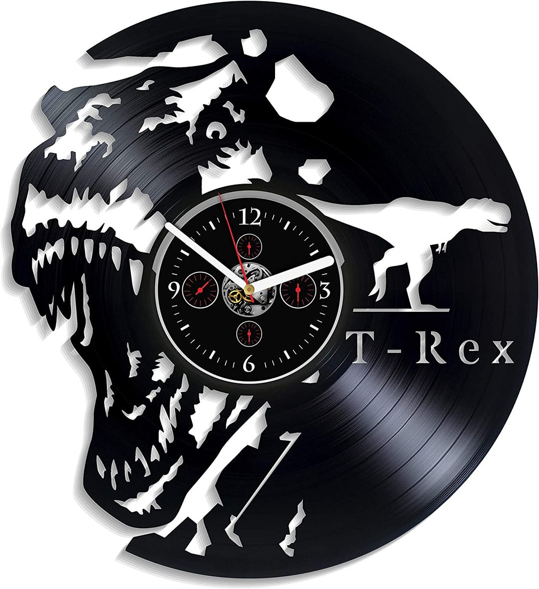 T-rex Vinyl Record Wall Clock Kindergarten Gifts Unusual Decor for Boys ...