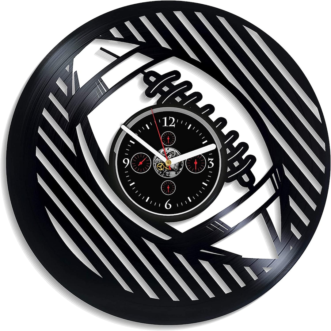 Rugby Ball Vinyl Record Clock Sports Wall Art Sports Decor for Man Cave ...