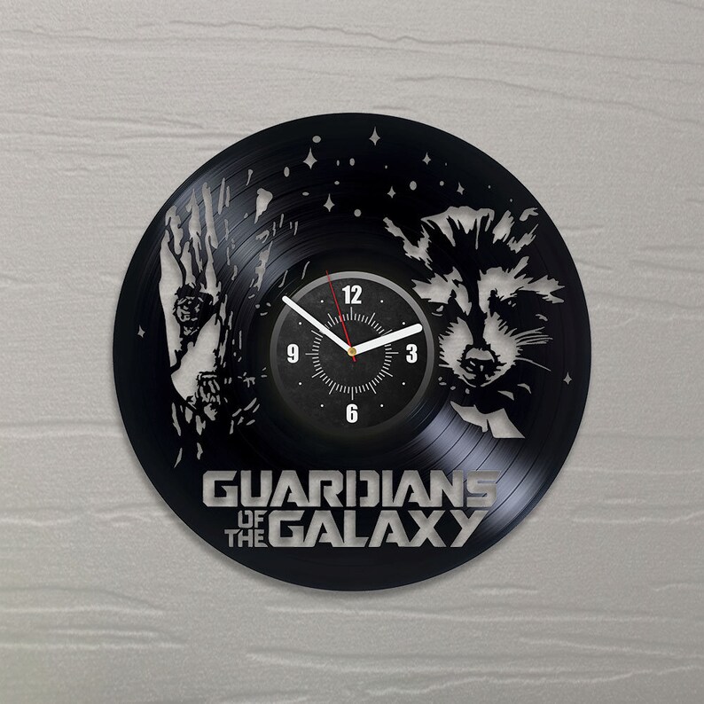 Groot and Rocket Vinyl Record Laser Cut Wall Clock Marvels Decor Boys ...