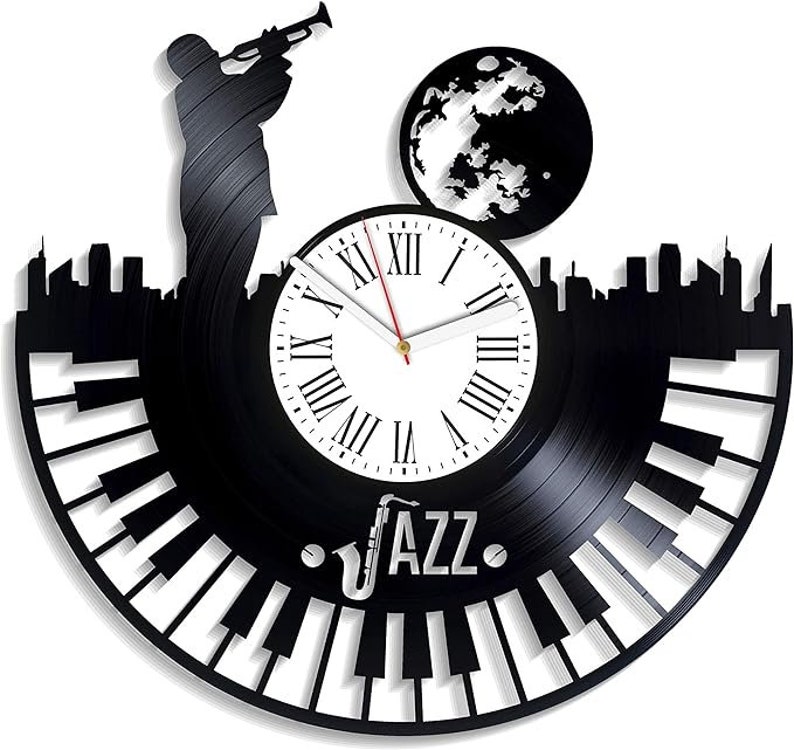 Jazz Vinyl Record Clock, Saxophone Player Wall Art, Musician Gifts ...