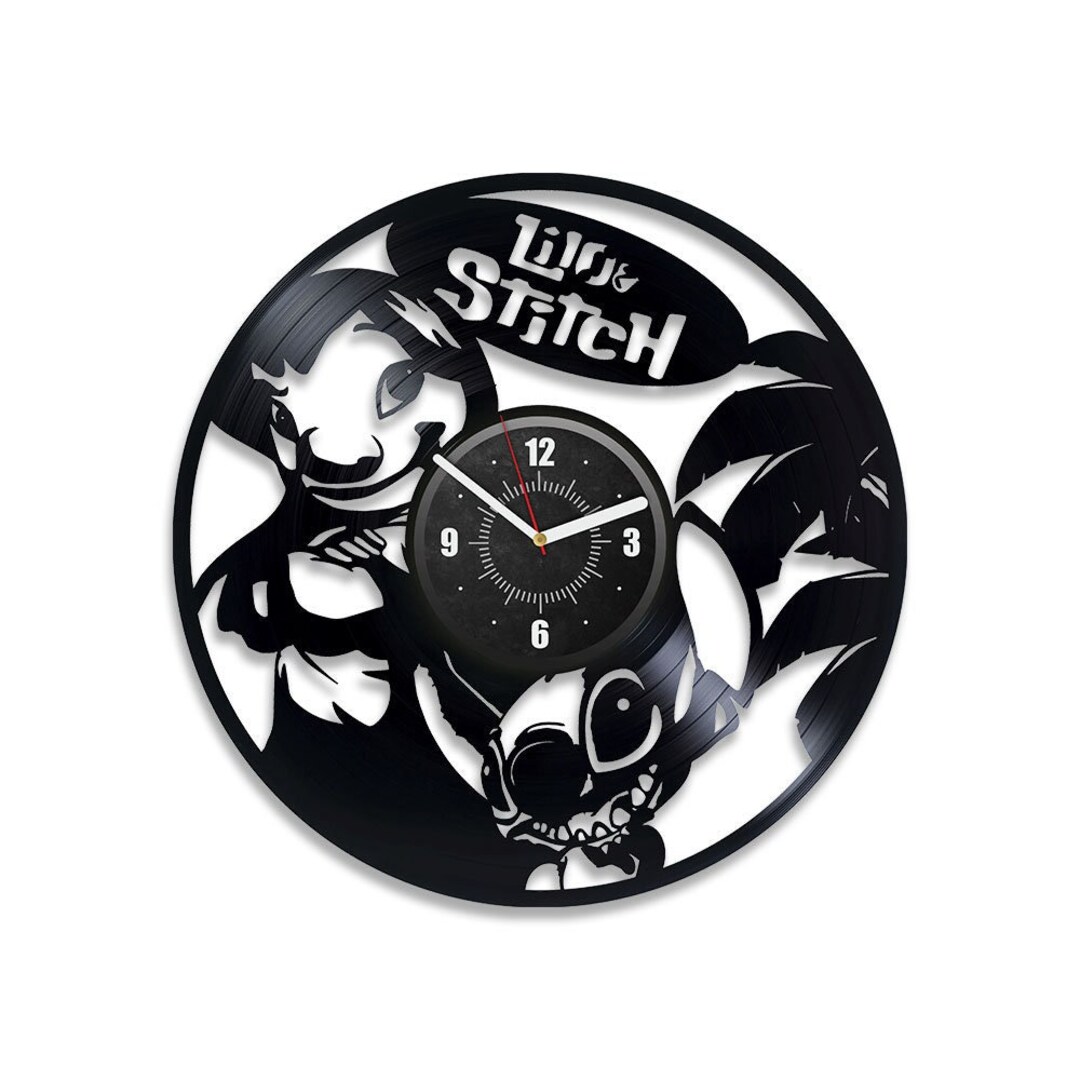 Lilo and Stitch Vinyl Record Funny Wall Clock Kids Room Wall Art ...