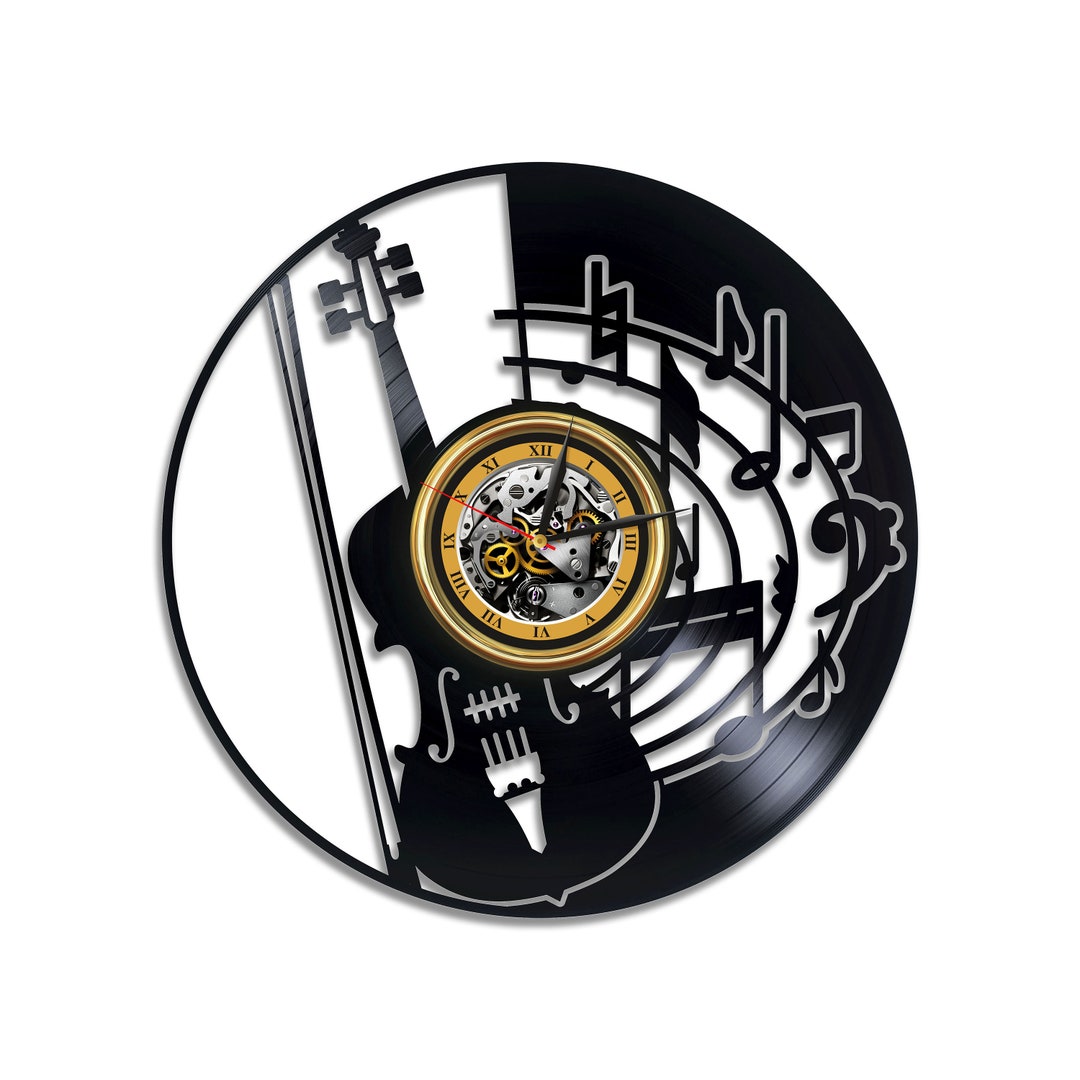 Violin Modern Vinyl Record Clock Wall Art for Music Lover Laser Cut ...