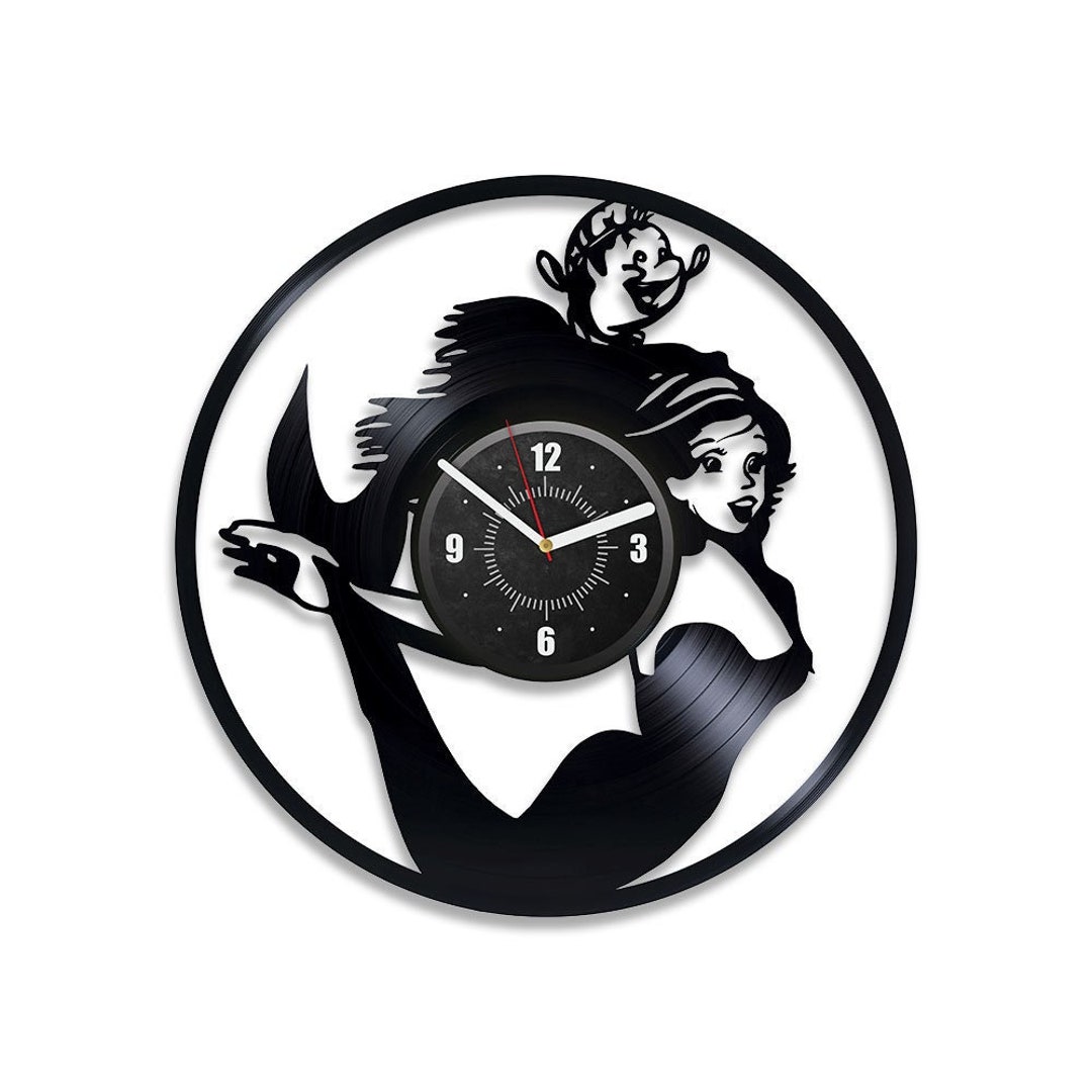 Little Mermaid Vinyl Record Cartoon Wall Clock Gift for Little Girls ...