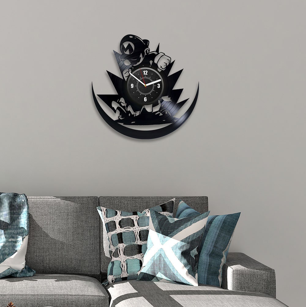 Mario Vinyl Record Large Wall Clock Video Games Wall Decor Super Mario ...