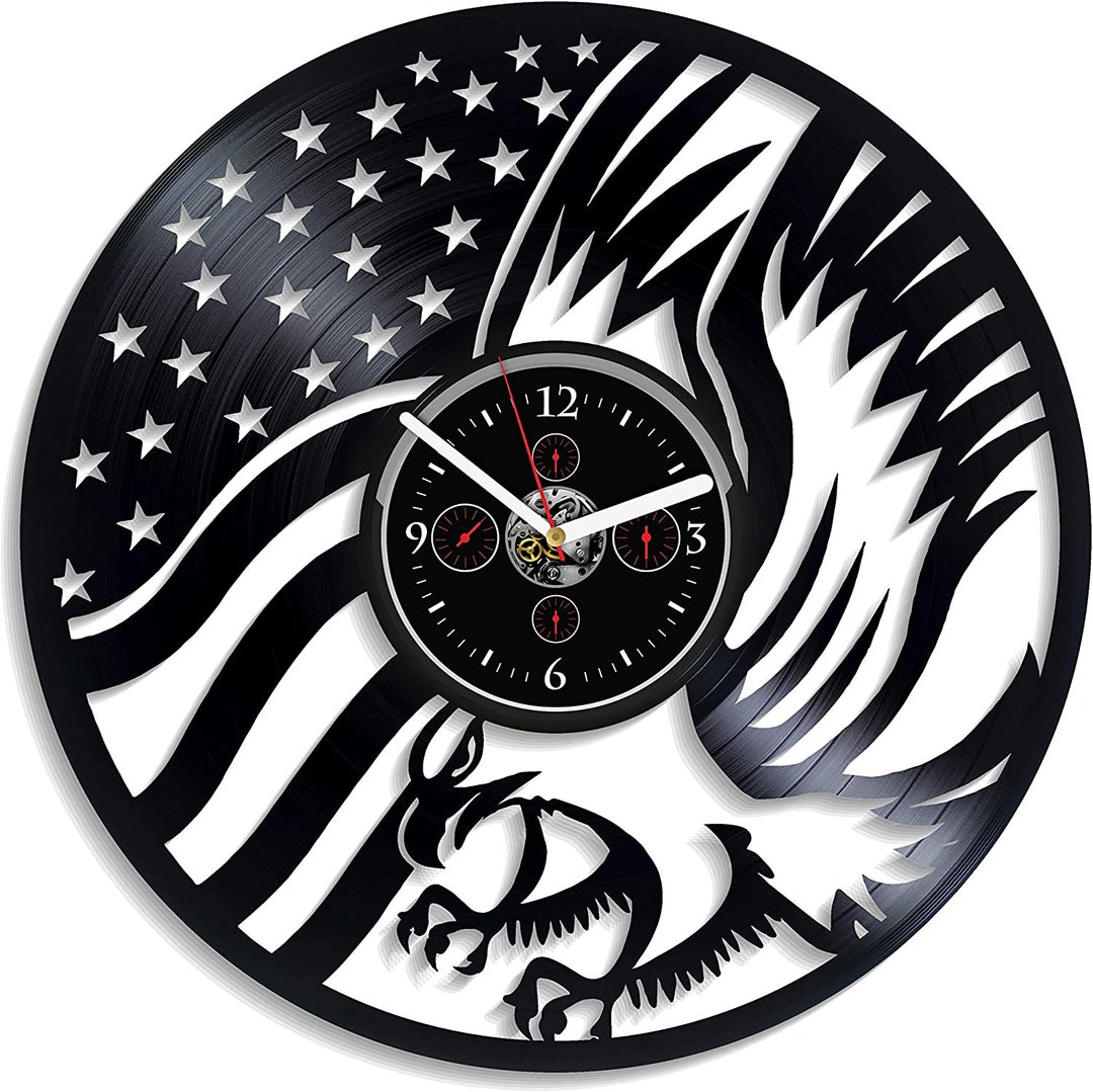American Eagle Vinyl Record Clock Patriotic Decor Original Decor for ...