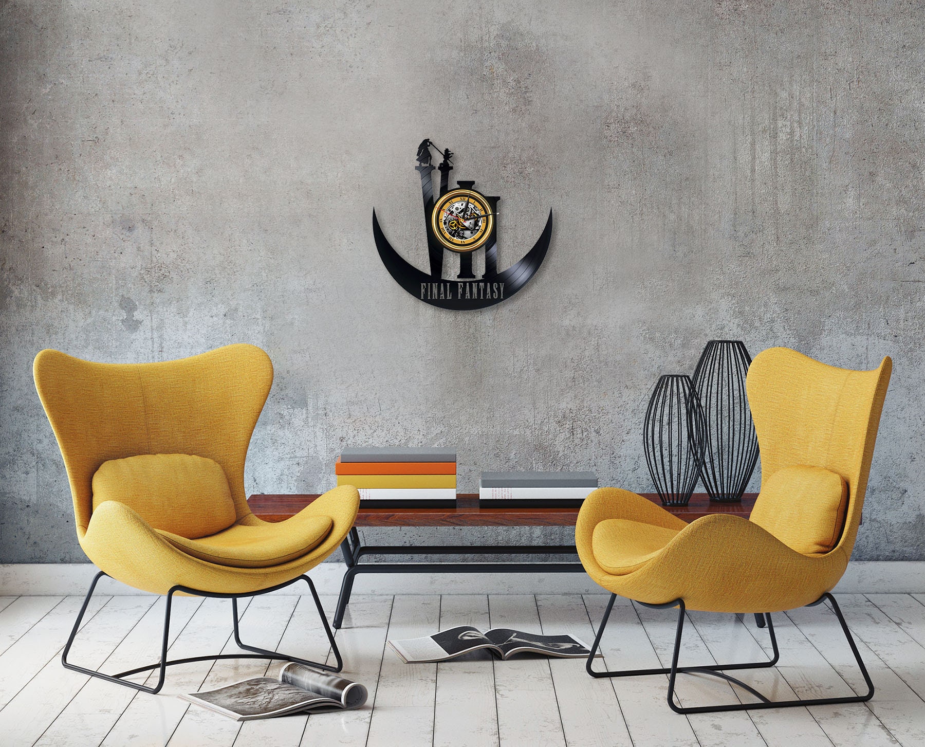 Final Fantasy Vinyl Record Large Clock Gift for Gamer Brother Video ...