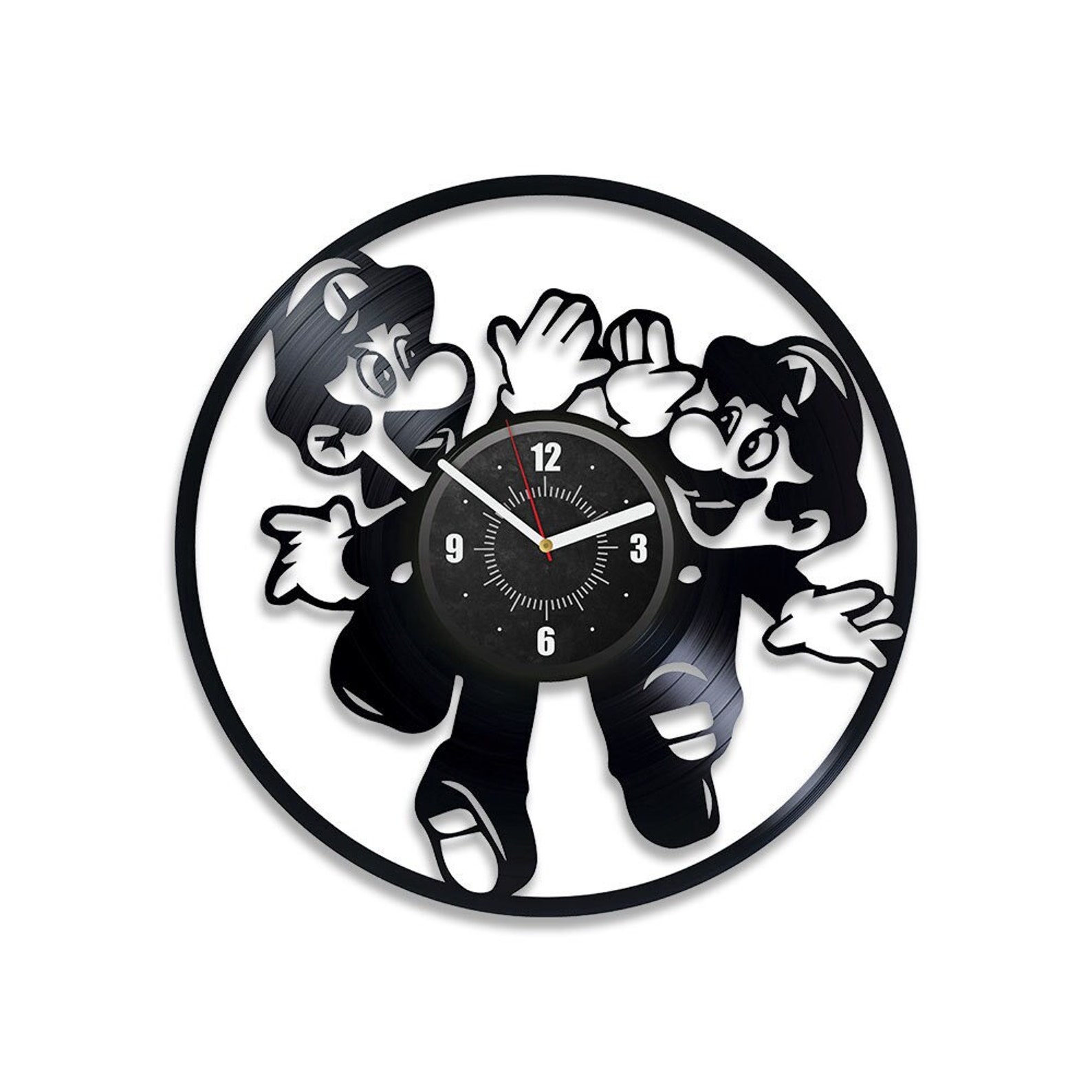 Mario and Luigi Vinyl Record Silent Wall Clock Super Mario Brothers ...