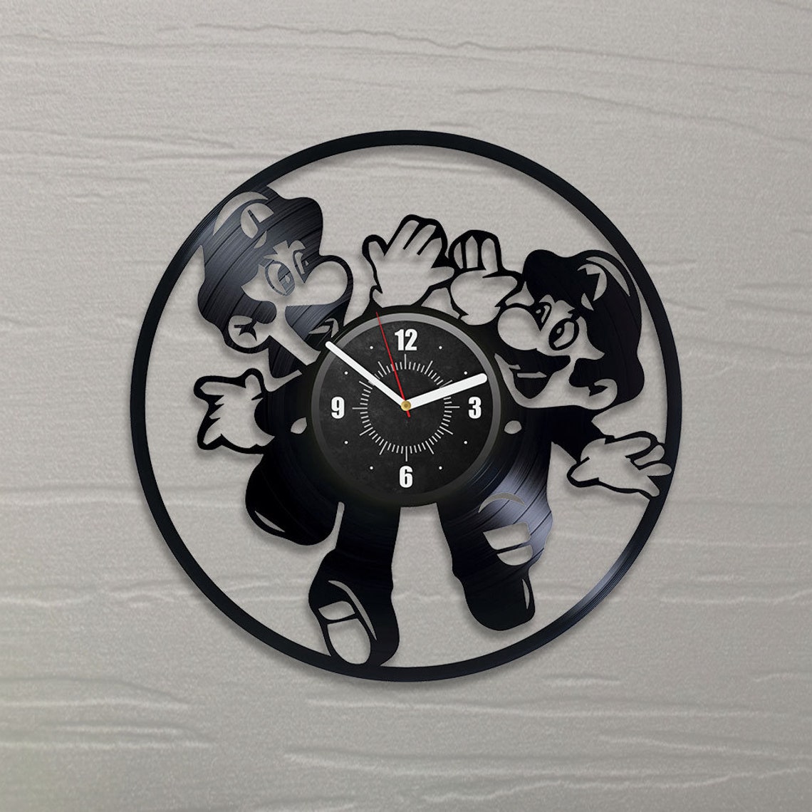 Mario and Luigi Vinyl Record Silent Wall Clock Super Mario Brothers ...