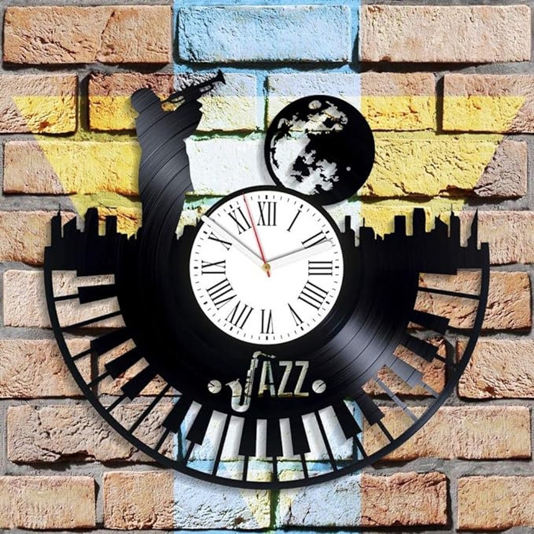 Jazz Vinyl Record Clock, Saxophone Player Wall Art, Musician Gifts ...