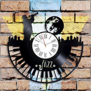 Jazz Vinyl Record Clock, Saxophone Player Wall Art, Musician Gifts ...
