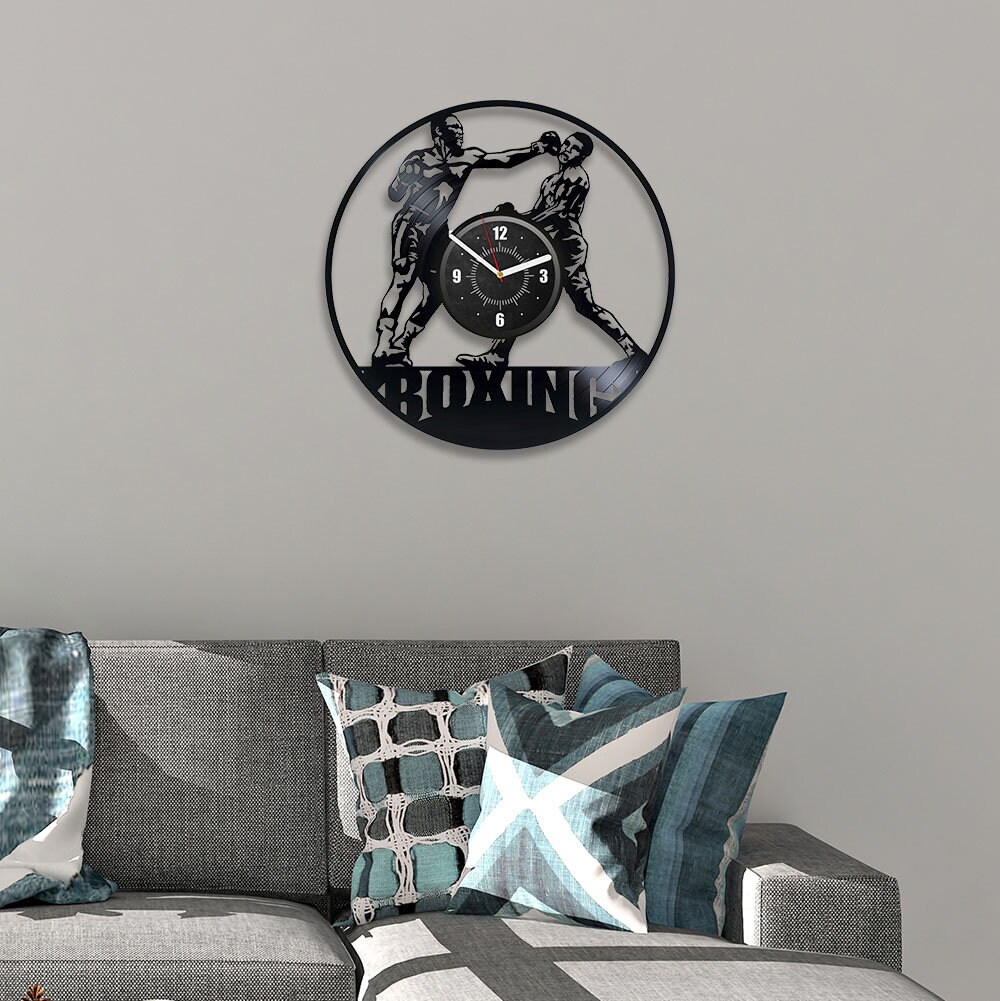 Boxing Vinyl Record Large Wall Clock Gym Decor for Home Gym Boxing Wall ...