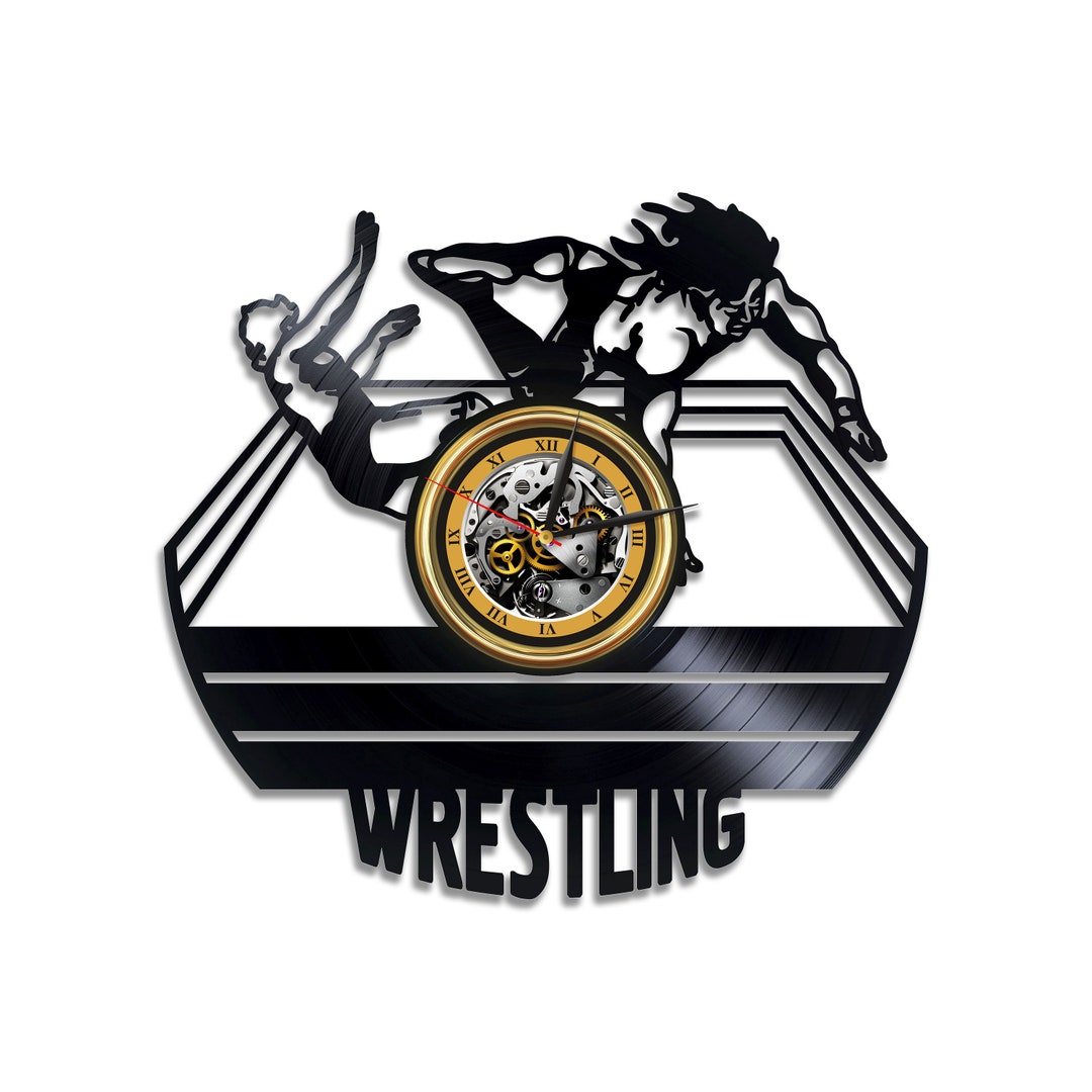 Wrestling Unique Vinyl Record Wall Clock Men Bedroom Décor Sport Lover ...
