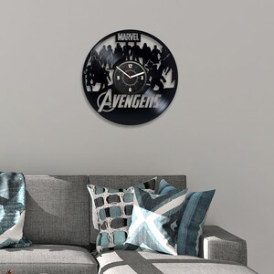 Avengers Super Heroes Vinyl Record Clock Marvels Decor Modern Living ...