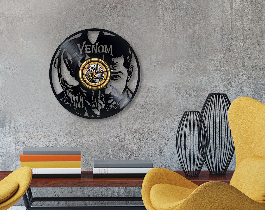 Venom Vinyl Record Black Wall Clock Marvels Universe Superhero Decor ...