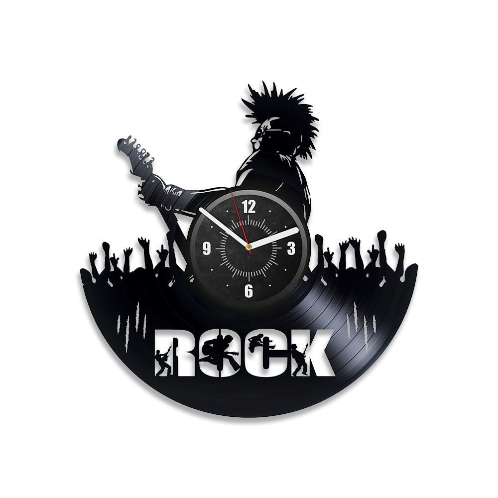 Punk Rock Vinyl Record Laser Cut Wall Clock Punk Rock Wall Art Teenager ...