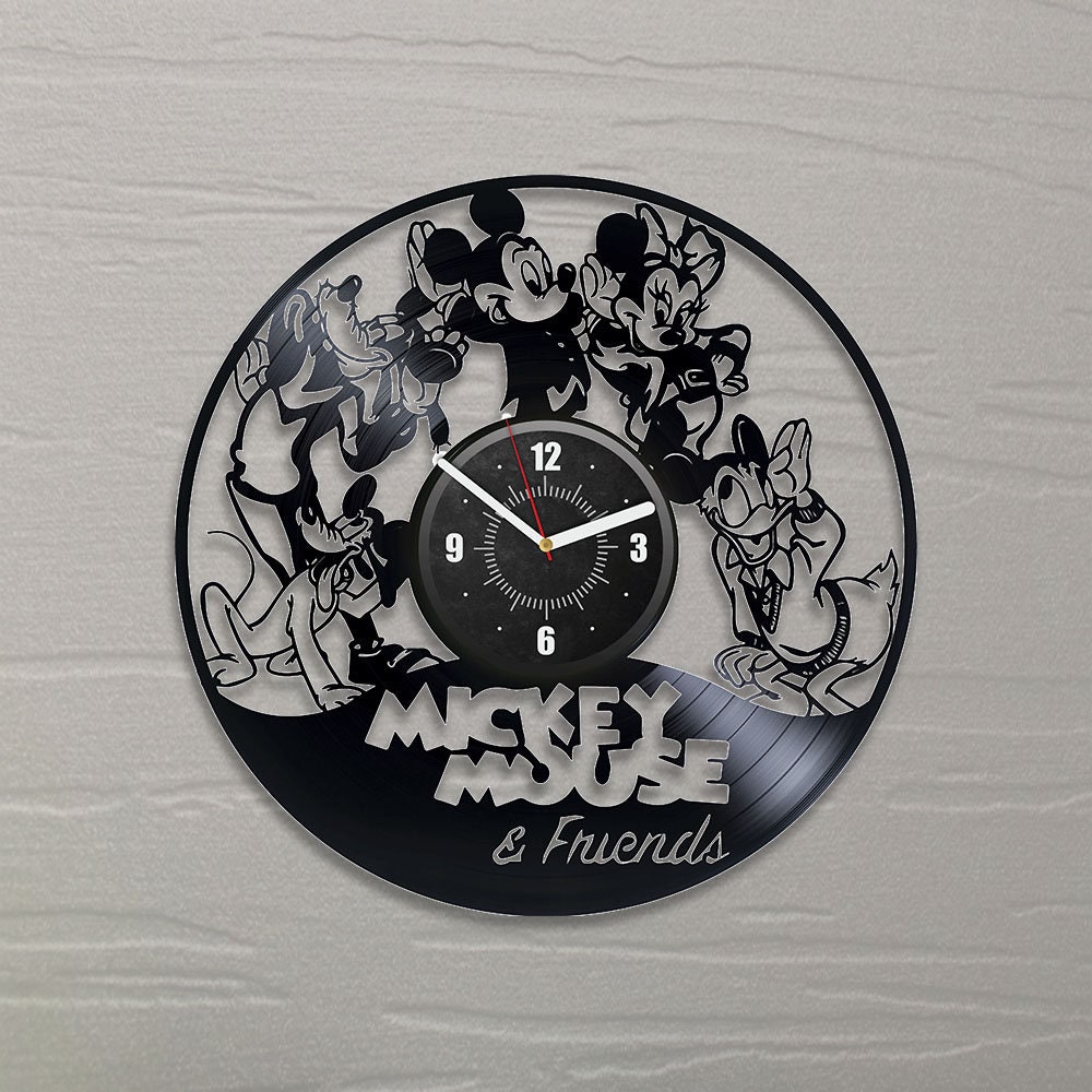 Mickey Mouse and Friends Vinyl Record Wall Clock Cartoon Gift Mickey ...