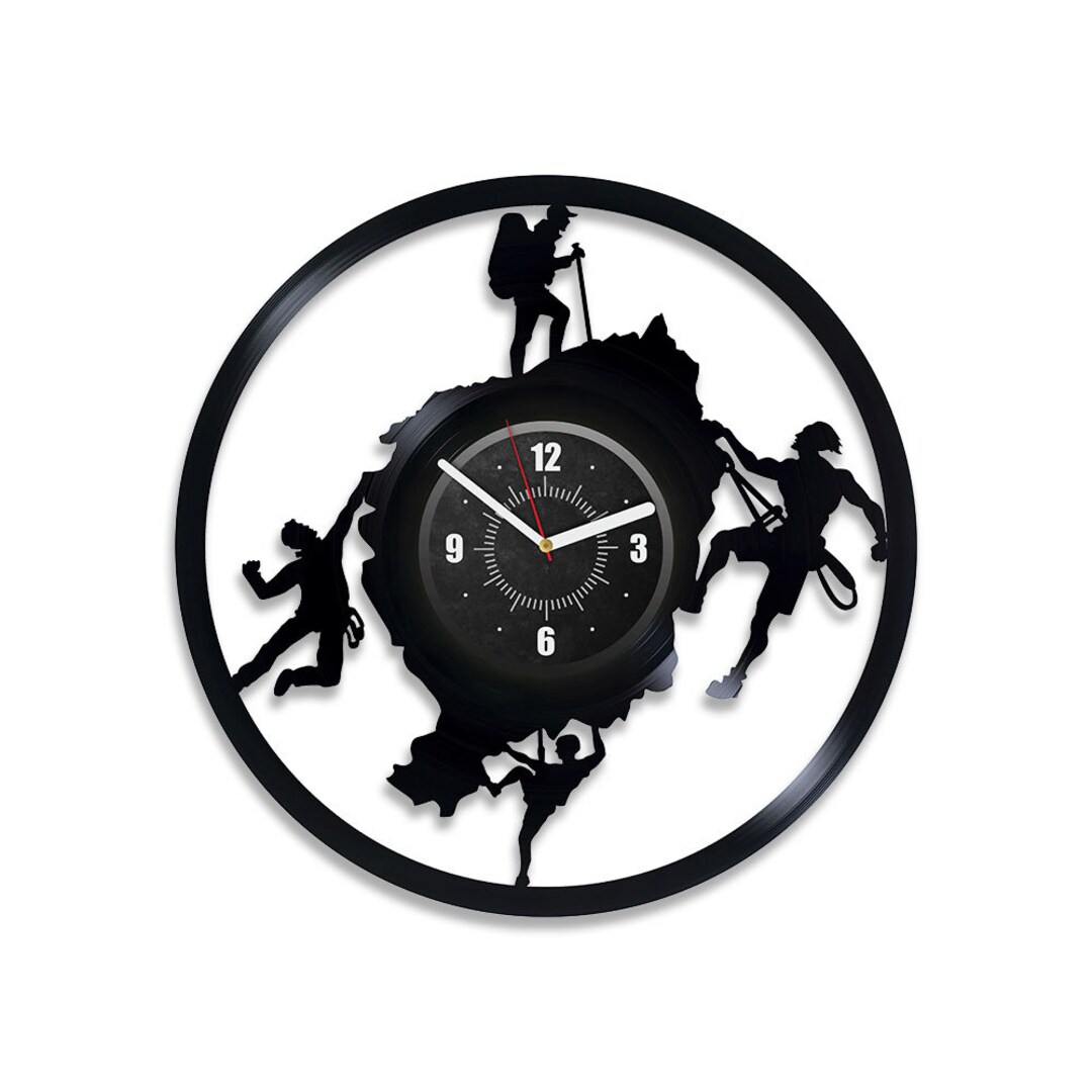 Rock Climbing Vinyl Record Large Wall Clock Laser Cut Art Modern Decor ...
