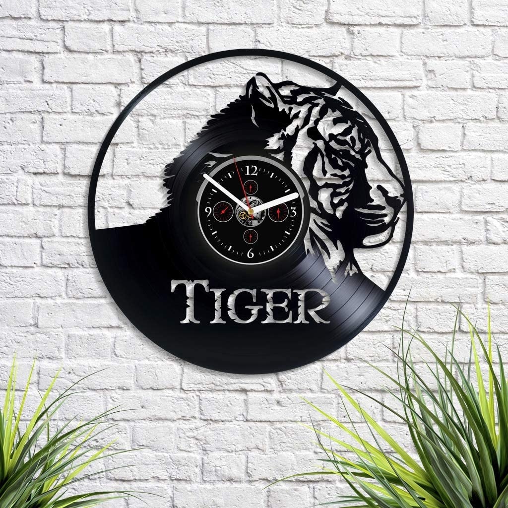 Tiger Vinyl Record Wall Clock Animal Room Decor Unique Wall Decor for ...