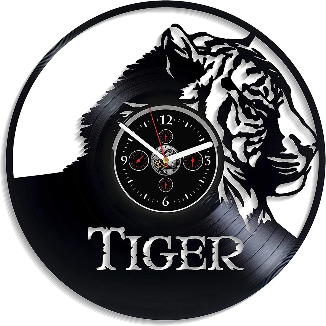 Tiger Vinyl Record Wall Clock Animal Room Decor Unique Wall Decor for ...