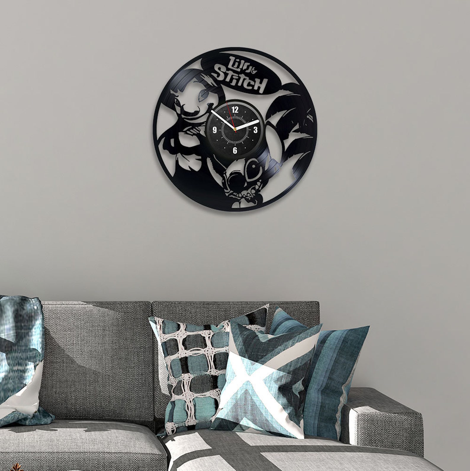 Lilo and Stitch Vinyl Record Funny Wall Clock Kids Room Wall - Etsy