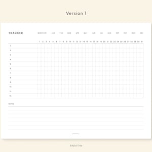 Monthly Habit Tracker Printable Landscape, Habit Tracker Template ...