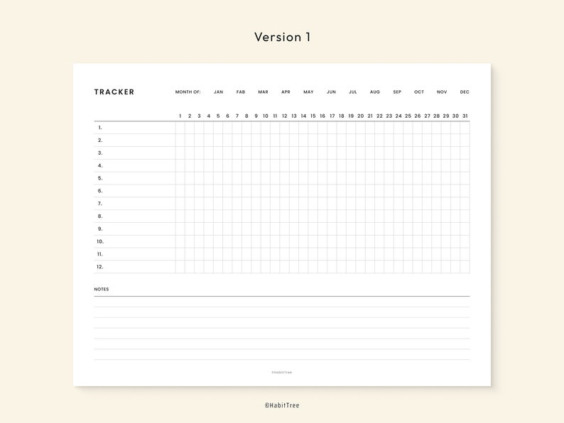 Monthly Habit Tracker Printable Landscape, Habit Tracker Template ...