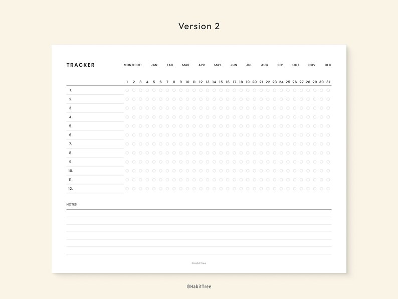 Monthly Habit Tracker Printable Landscape, Habit Tracker Template ...