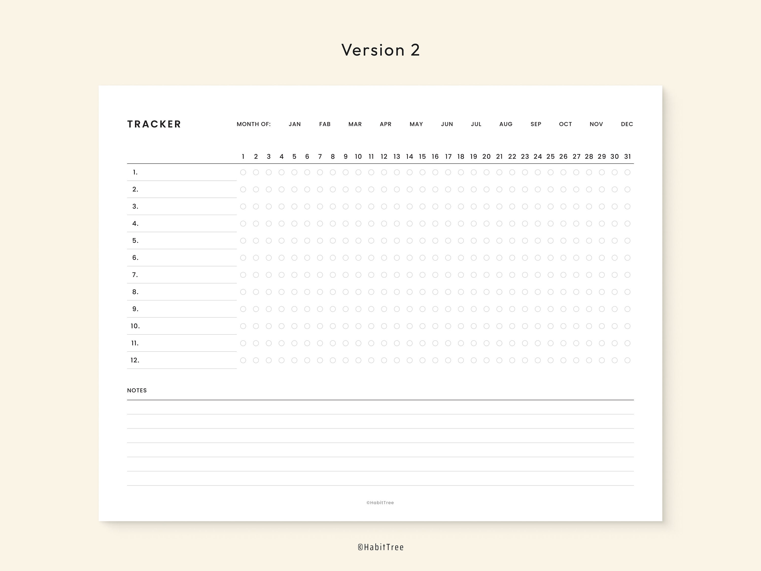 Monthly Habit Tracker Printable Landscape, Habit Tracker Template ...