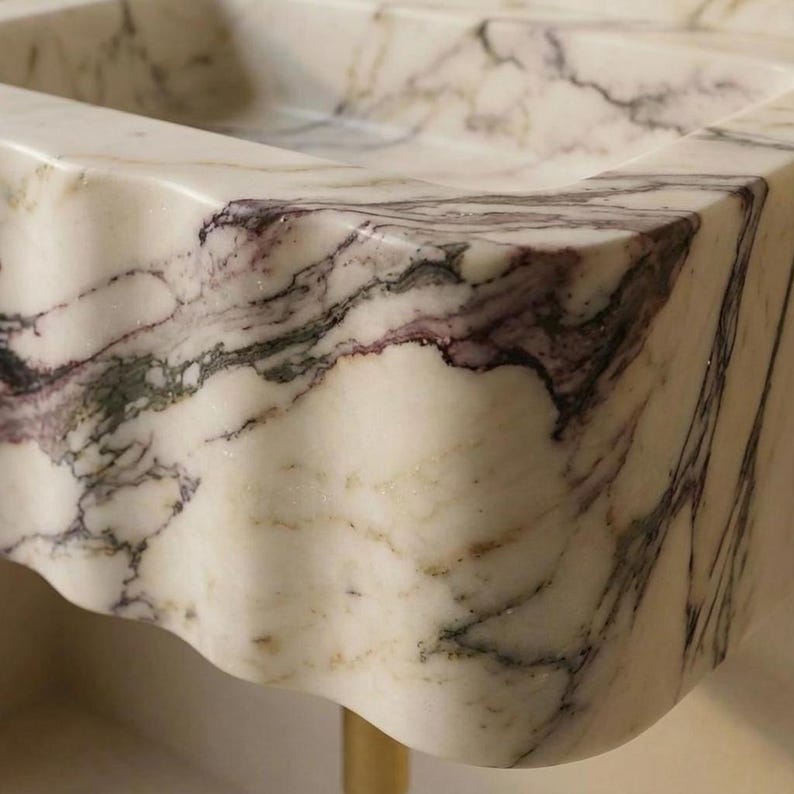 Handmade Marble Bathroom Sink With Backsplash – Wall Mounted Custom ...
